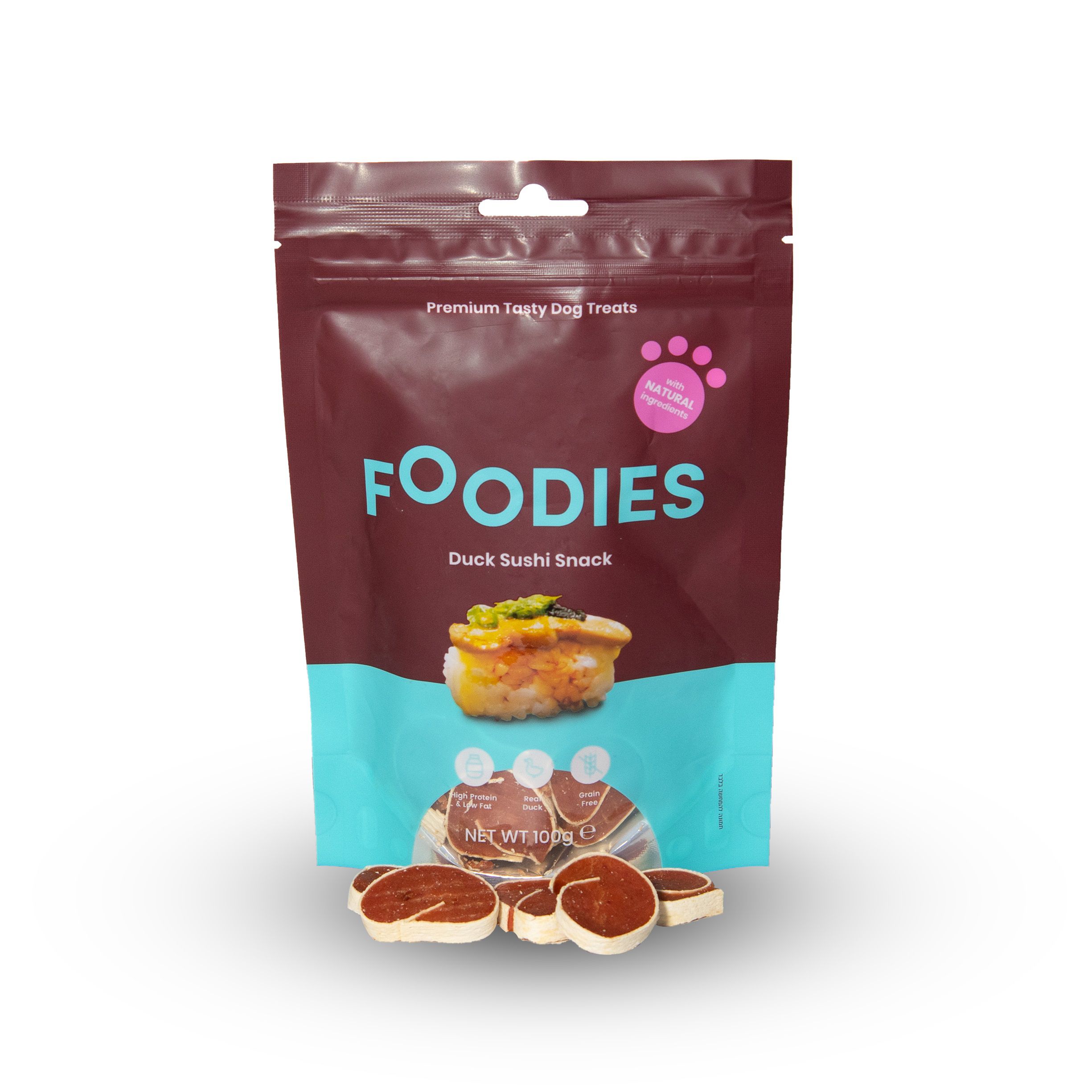 FOODIES פודיס 100 גרם חטיף לכלב סושי ברווז