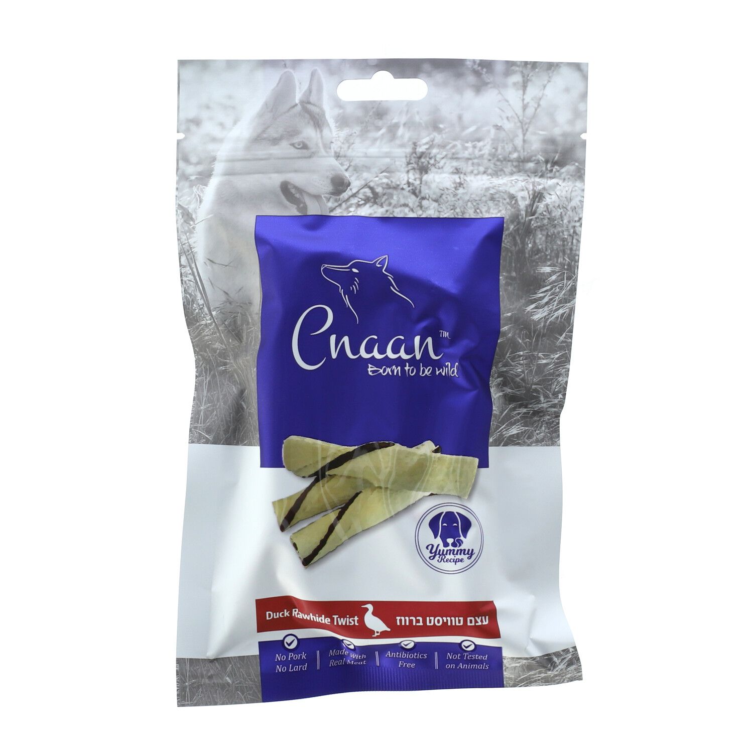 Cnaan כנען 100 גרם חטיף בשר רך לכלבים - עצם טוויסט עם ברווז